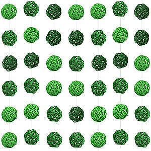 TKEJZu 15 Pcs Wicker Rattan Balls 2 Inch Small Decorative Balls Twig Orbs Spheres Vase Fillers for Green Themed Wedding Bridal Baby Shower Valentine's Day Home Decor Green Mint Dark-Green