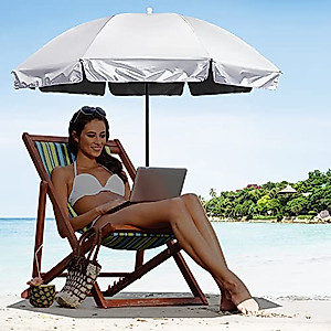 G4Free UPF 50+ Universal Clamp On Umbrella Adjustable Outdoor UV Protection Beach Chair Umbrella for Strollers, Wheelchairs, Patio Chairs, Beach Chairs, and Golf Carts(Black)