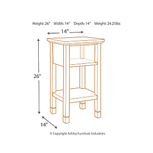 Signature Design by Ashley Marnville Modern Rustic Wood Accent Table With USB Hook Up, Dark Brown