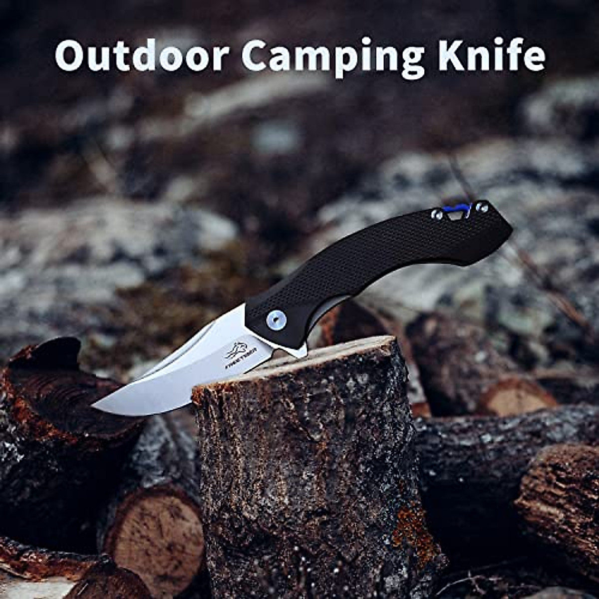 FreeTiger Foldable Pocket Knife(FT711) D2 Steel 3.62 Inch Fine Edge Blade -Best Camping Hunting Fishing Hiking Survival Military EDC Tactical Knives Men Gifts for Dad Backpacker