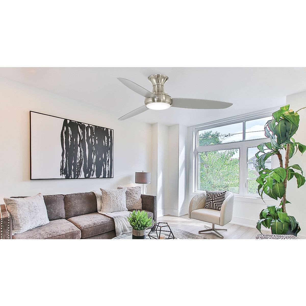 MINKA-AIRE F467L-BNW Concept III 54" Hugger with LED Lights, Brushed Nickel