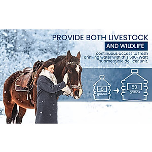 SLASHCOOL Upgraded 500-Watt De-Icer - Submergible Cast Aluminum Utility De-Icer with Black Teflon Coating Film for Better Mineral Buildup and Corrosion Resistance