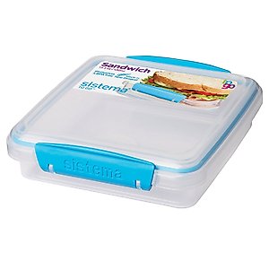 Sistema To Go Collection Sandwich Box Food Storage Container, 15.2 oz, Minty Teal