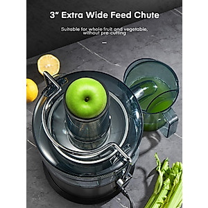 FOHERE Juicer Machines,1200W Max Power Centrifugal Juicer Extractor with 3-inch Wide feed chute & Anti-Drip for Fruit and Vegetable, 2-Speed Setting, Easy to Clean with Brush, Stainless Steel, 800W