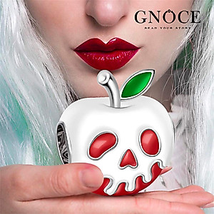 GNOCE Red Apple Charms for Bracelet 925 Sterling Silver Skull Christmas Bead Charms Fit all Bracelets/Necklace Gift for Women