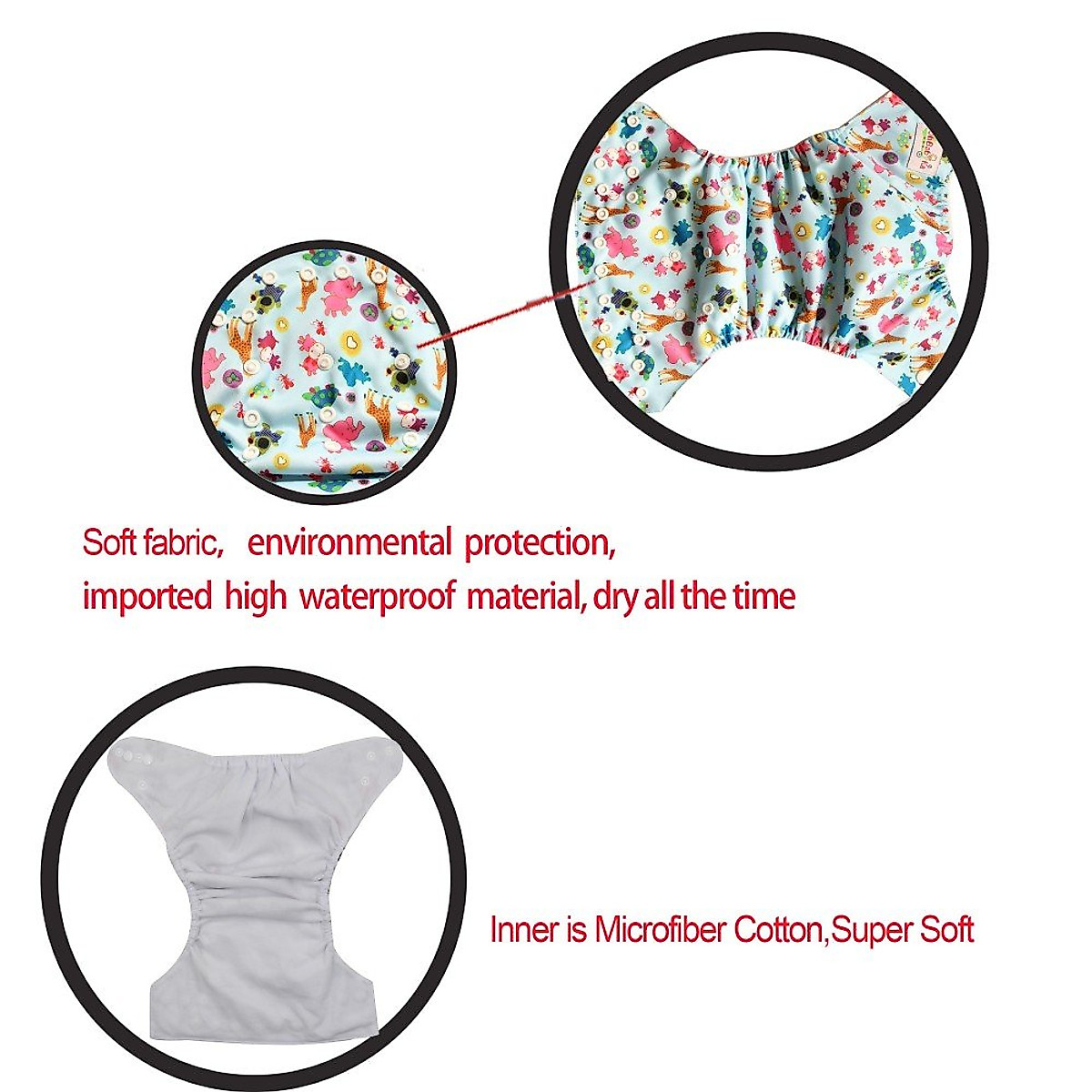 Ohbabyka Reusable Washable Baby Boys/Girls Pocket Cloth Diapers with 1pc Insert (Penguin+1 Insert)