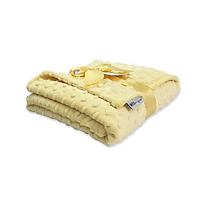 MEG ORIGINAL Soft Yellow Minky Dot Baby Blanket 357