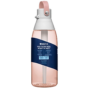 Brita Insulated Filtered Water Bottle with Straw, Reusable, BPA Free Plastic, Blush, 26 Ounce