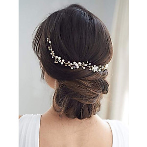 JAKAWIN Bride Rhinestone Wedding Hair Piece Crystal Flower Hair Vine Pearl Bridal Hair Accessories for Women and Girls HV176 (1 Silver)