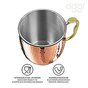 Oggi Moscow Hammered Copper Plated Mule Mug with EZ-Grip Handle, 20-Ounce, (9006)