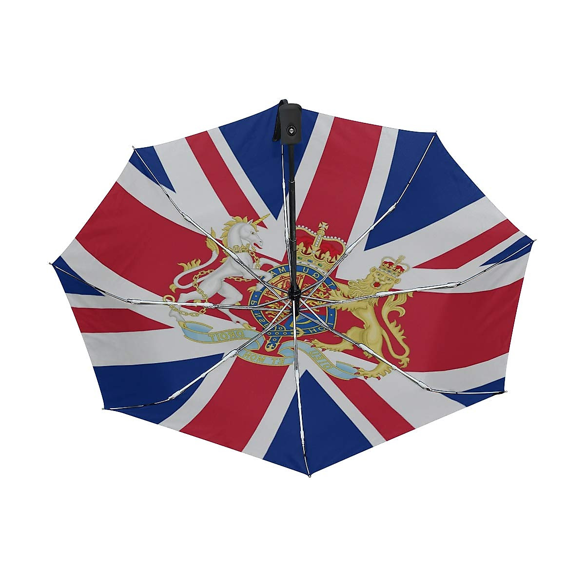 CHINEIN Travel Umbrella Auto Open Compact Folding Sun & Rain Protection London British Flag National Emblem