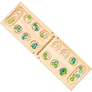 Regal Games - Wooden Mancala Board Game Set - Portable Foldable Wooden Board, 48 Glass Mancala Stones, and Mancala Instructions - for Large Groups, Parties, Travel, Family Events, Adults, and Kids