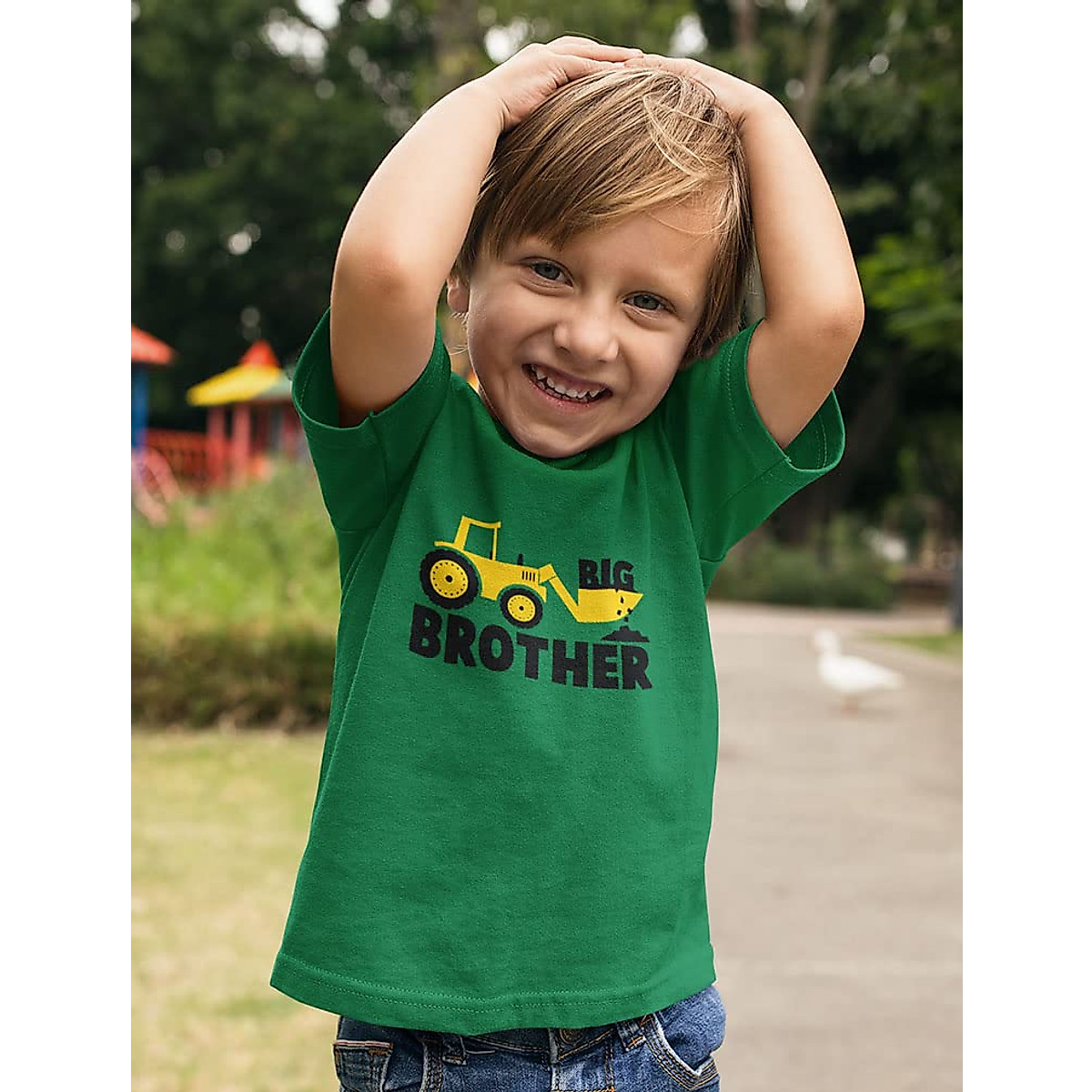 Tractor Big Brother Little Brother Matching Sibling Outfits Toddler Kids Tshirt & Baby Bodysuit Set Baby Green/Kids Green Baby Newborn/Kids 3T