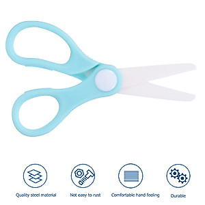 Portable Food Ceramic Shears for Kitchen Classroom Craft Pet Hair Pizza Vegetable Cutting Chopping Tool with Cover Sky Blue