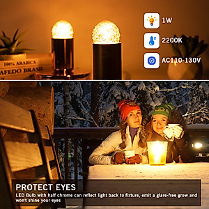 G40 Replacement Bulbs Night Light Bulbs Small Edison Light Bulb Base Sizes Chart Mini Globe Low Watt Light Bulbs 1W(10W Equivalent),AC120V Warm White 2200K 80LM,Outdoor Holiday Decorative Bulbs ,2Pack