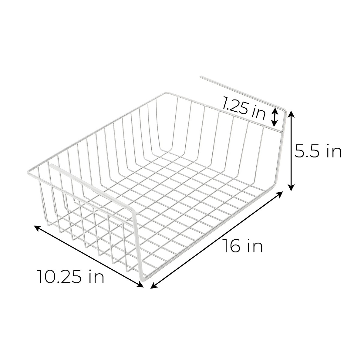 Smart Design Cabinet Storage Shelf Rack and Undershelf Storage Basket Bundle – Medium Shelf Rack (8.5 x 13.25 Inch) and Medium Storage Basket (16 x 5.5 Inch) – Steel Metal Wire – White