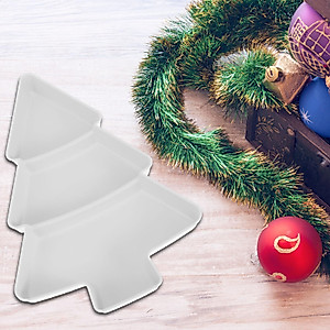 Tofficu Creative Christmas Tree Shape Serving Platter Fruit Plate Household Plastic Nuts Snacks Plates Portable Dishes Serving Tray for Xmas Holiday Party (White)