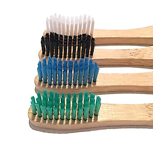 Bamboo Toothbrush 4-Pack Medium Multi-Colored Bristles Family Pack Biodegradable by Aki NEW