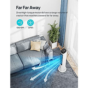 Dreo Evaporative Air Cooler, 40" Tower Fans that Blow Cold Air, Cooling Fan with 80° Oscillating, Ice Packs, Touch and Remote Control, 3 Modes, 3-Speed Quiet Floor Fan, White, Large, DR-HEC001-N
