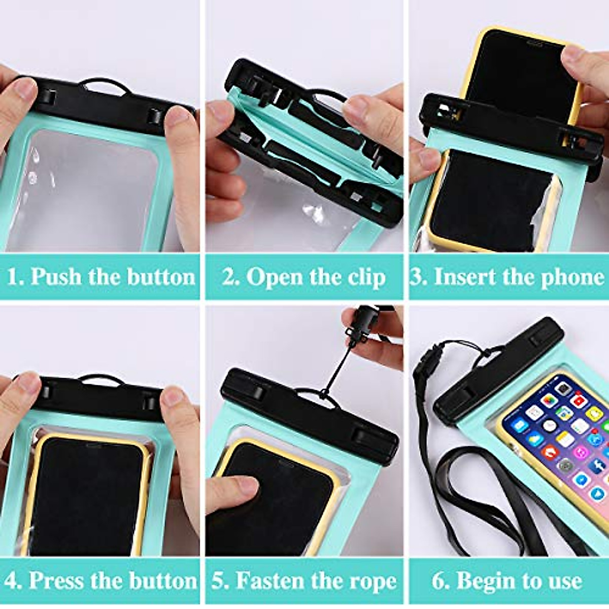 Harapu Universal Waterproof Phone Pouch Case Compatible for iPhone 13 12 11 Pro Max XS MAX XR X 8, Galaxy S21 S20 S11 S10 S8 S8+, Most Phone up to 6.5" Diagonal, Green