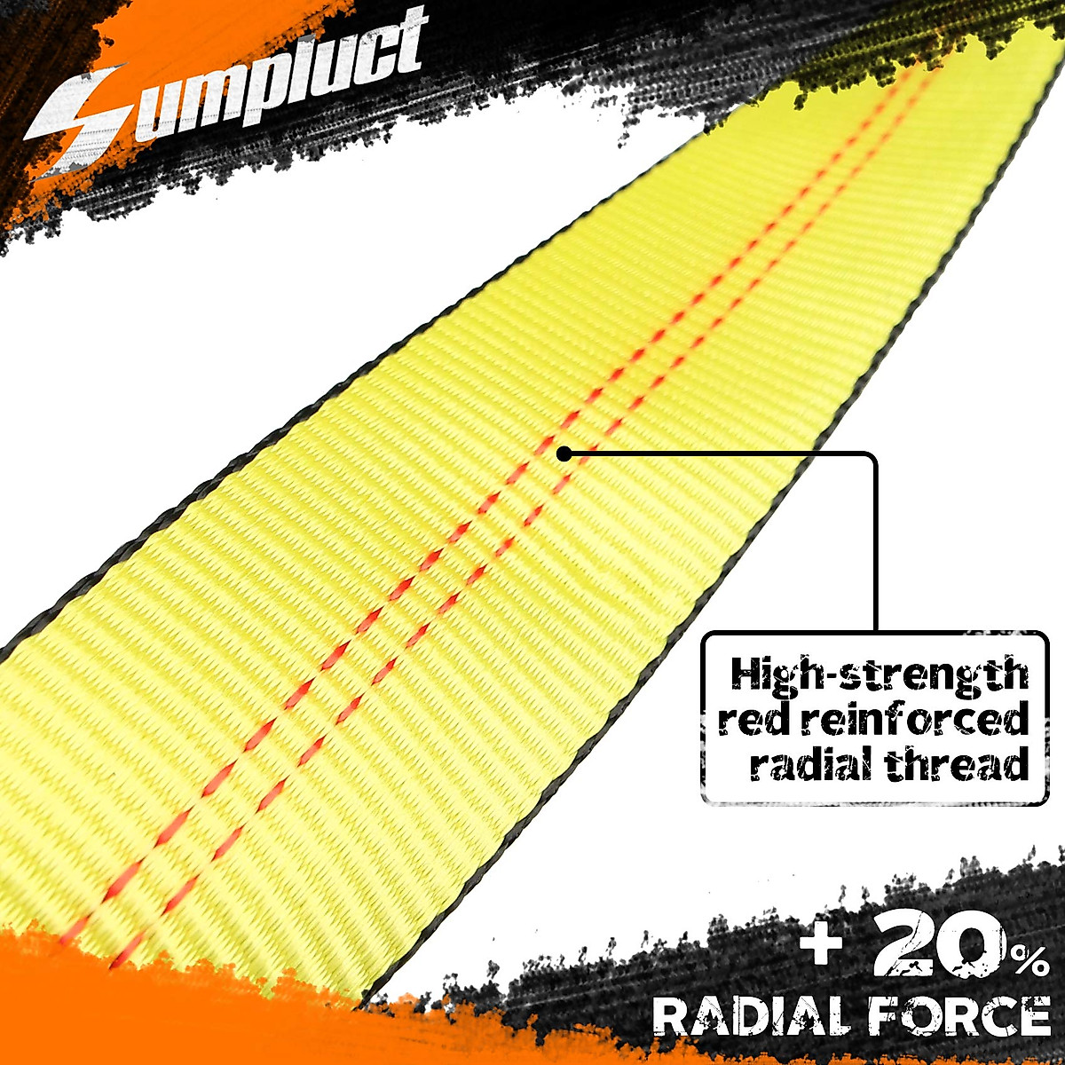 Sumpluct Recovery Tow Strap 2in X 20ft Heavy Duty 20,000 lbs Break Strength, Use for Emergency Towing Rope, Tree Saver, Winch Extension, Triple Reinforced Loops, Protective Sleeves,Car Accessories