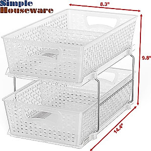 Simple Houseware 2 Tier Bathroom Organizer Tray Pull-Out Sliding Drawer/Under-Sink Storage, Clear