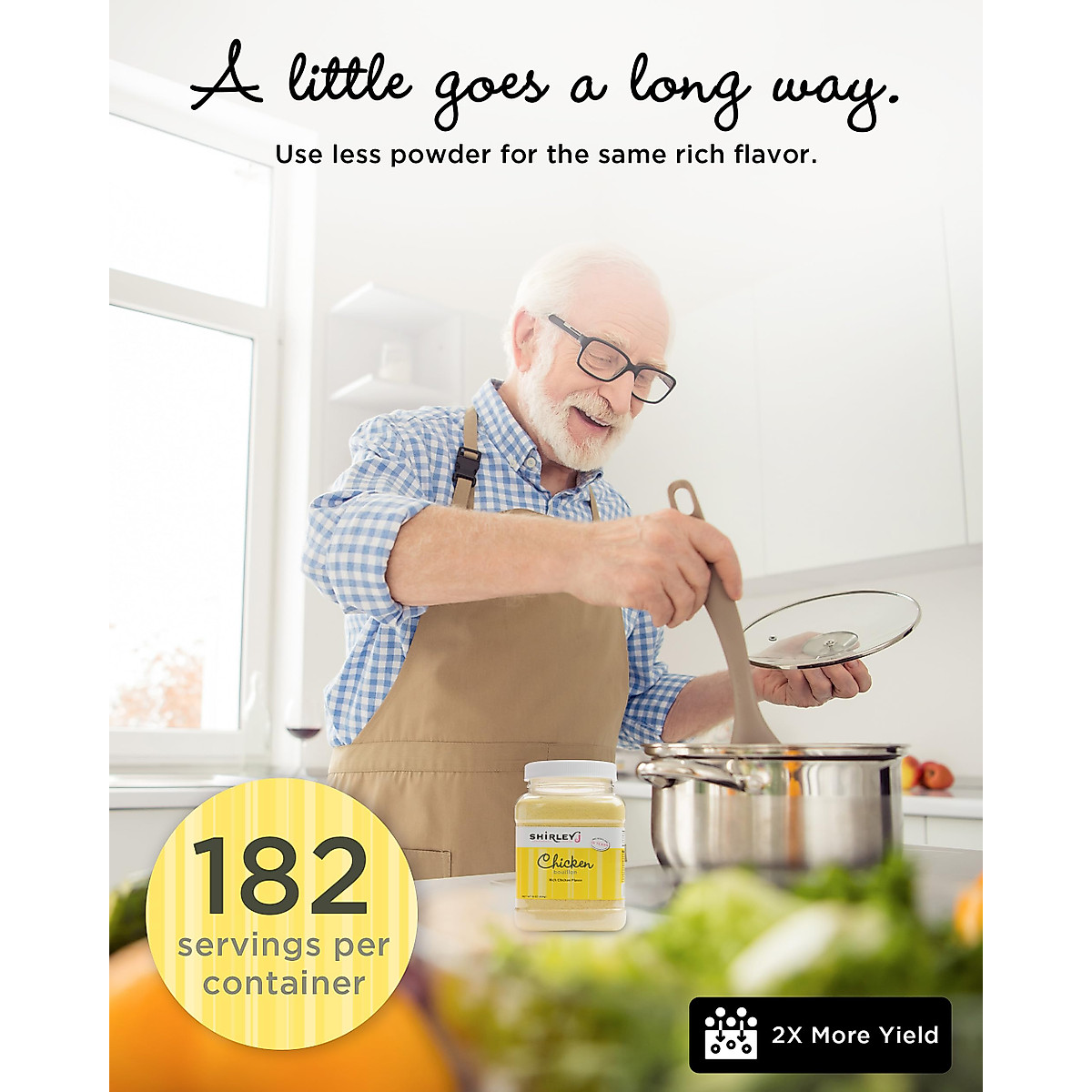 Shirley J Bouillon Powder - Rich, Concentrated, & Less Sodium Chicken Bouillon - Easy to Use Chicken Powder for Soup, Stew, Gravy, & More - 1 lb.