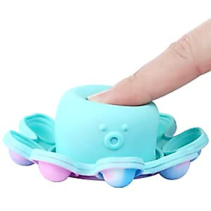FYKeBoL 4 Pack -Reversible Octopus Push Pop Bubble Fidget Toy , Flip Octopus Push Pop It, Mini Pop Octopus Squeeze Sensory Toys Relieve Emotional Stress, Octopus Fidget Popper Toy for Adults and Kids