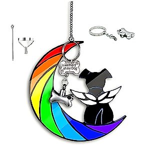 Dog Memorial Gifts for Loss of Dog Sympathy Gift, Hanging Pet Memorial for Dog Decor And Pet Urns Keychain for Dogs Ashes,Dog Passing Away Remembrance Gift with Dog Keychain for Dog Lovers，Black