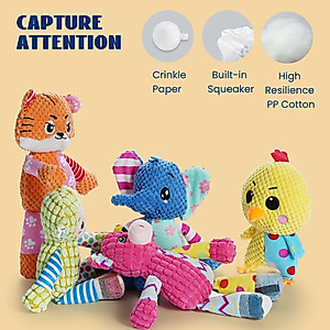 Nocciola Stuffed Crinkle Squeaky Dog Toys: 5 Pack Cute Animal Plush Dog Toys for Small Medium Size Dogs, Durable Puppy Chew Toys for Boredom and Calming Aid, Christmas Dog Toys for Small Dogs