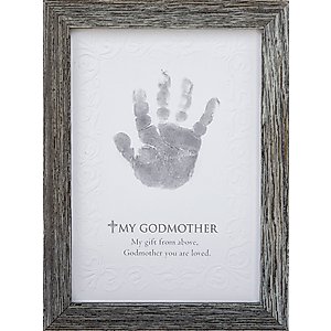 The Grandparent Gift Godmother Godchild Handprint Frame, Grey - Gift for Godmother from Godson or Goddaughter on Baptism, Confirmation
