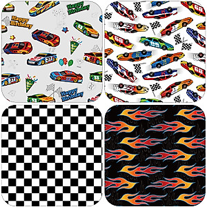 ZINTBIAL Race Car Wrapping Paper for Kids Birthday - Flames, Checkered Flags, Colorful Racing Cars and Happy Birthday Words Designs - 20 x 29 Inches, 8 Folded Sheets, Easy to Store…