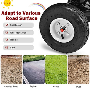 ReunionG Garden Cart with Free-Rotating Wood Railing, Kids Outdoor Wagon with Rubber Wheels, All Terrain Cargo Wagon with 330lbs Weight Capacity, Red