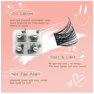 Lashes Cluster NINGLASH NF14 Travel Makeup D Curl DIY Eyelash Extension Lashes, 96 Pcs Individual Lash Extensions, Soft Natural Lightweight 10/12/14/16mm Mix Resuale Eyelash for Home use