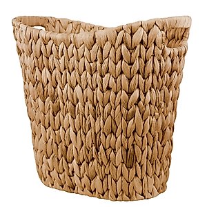 Micsci Wicker Waste Basket, Handwoven Water Hyacinth Trash Can, Wicker Trash Basket with Built-in Handles,Wicker Garbage Can for Bathroom,Bedroom, Kitchen (1 Pack)