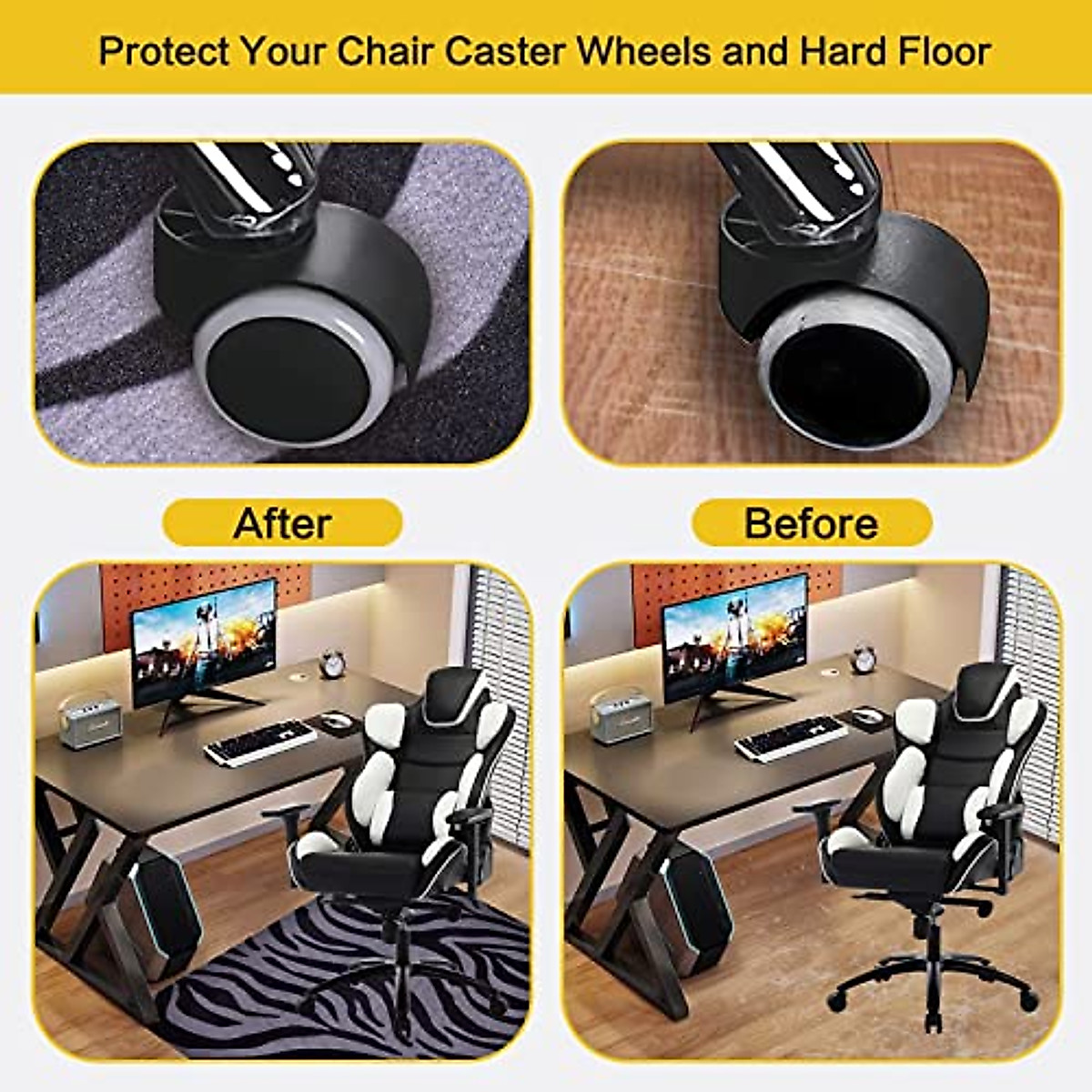 DELAM Office Chair Mat for Hardwood Floor & Tile Floor, Under Desk Chair Mats for Rolling Chair, Computer Chair Mat for Gaming, Large Anti-Slip Floor Protector Rug, Not for Carpet, 47"x35", Pattern