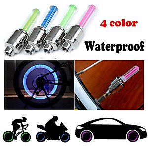 Muranba 2PCS Bike Car Motorcycle Wheel Tyre Valve Cap Flash LED Light Lamp Accessories Blue