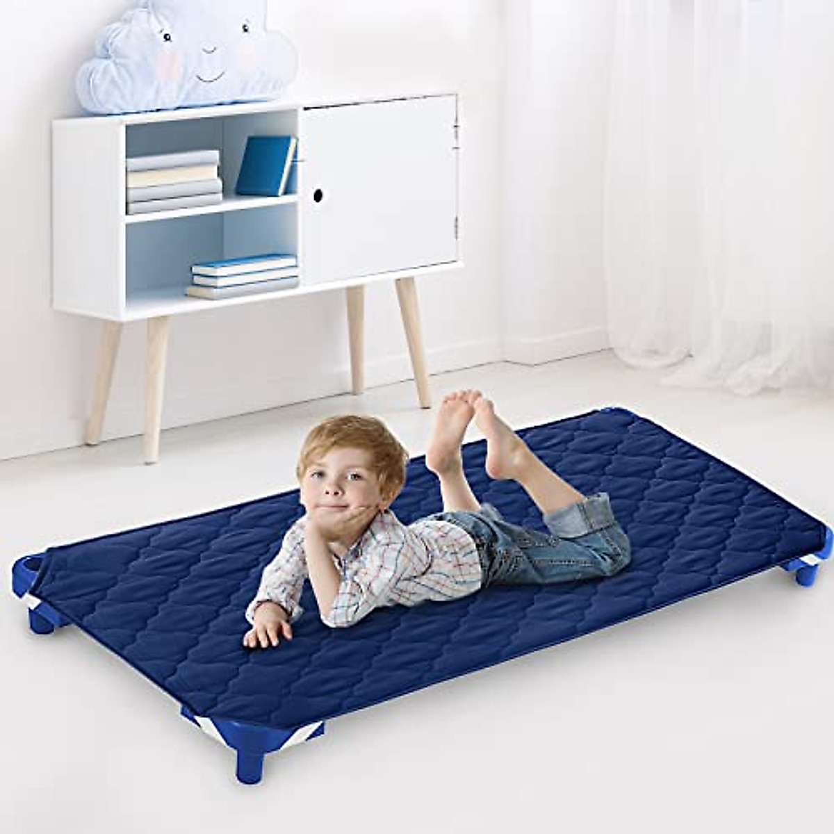 Sheet for Regalo My Cot Portable Toddler Bed, Joovy Travel Cot (Sheet Only, Bed not Included), Navy/Standard Size Daycare/Pre-Shcool Cot Kids Nap Mat Sheet 23" x 51", Navy