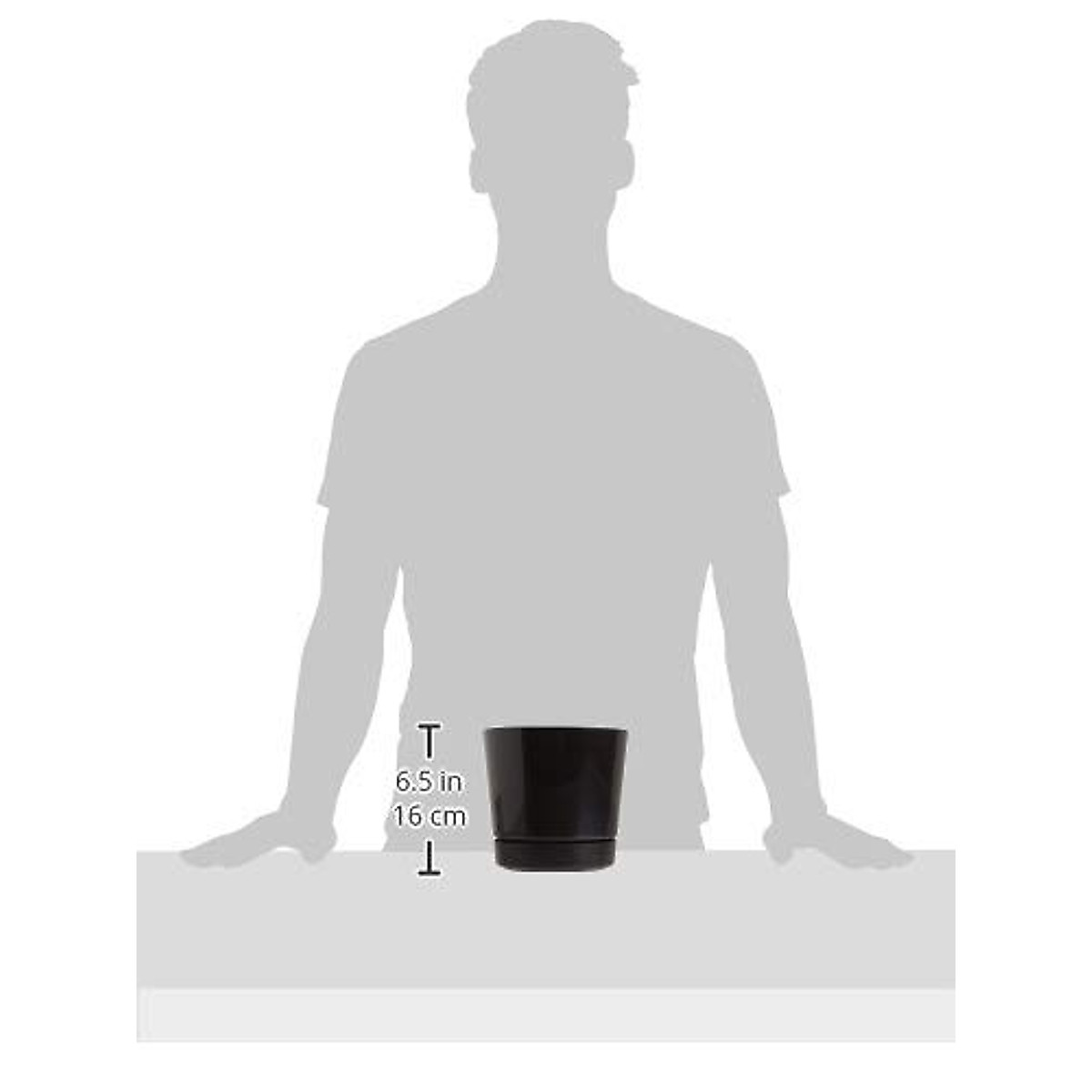 Novelty Majestic Full Depth Round Cylinder Pot, Glossy Black, 6-Inch (10068)