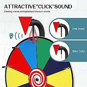 XvmeiMym 16 inches Spinning Prize Wheel, 10 Slots Floor Spinner - Tabletop Heavy Duty Adjustable Height Roulette Wheel for Carnival, Trade Show, Win Fortune Spin Games