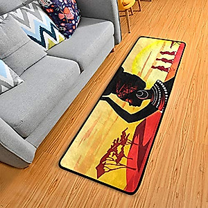 African Women Kitchen Rugs Non-Slip Soft Doormats Bath Carpet Floor Runner Area Rugs for Home Dining Living Room Bedroom 72" X 24"