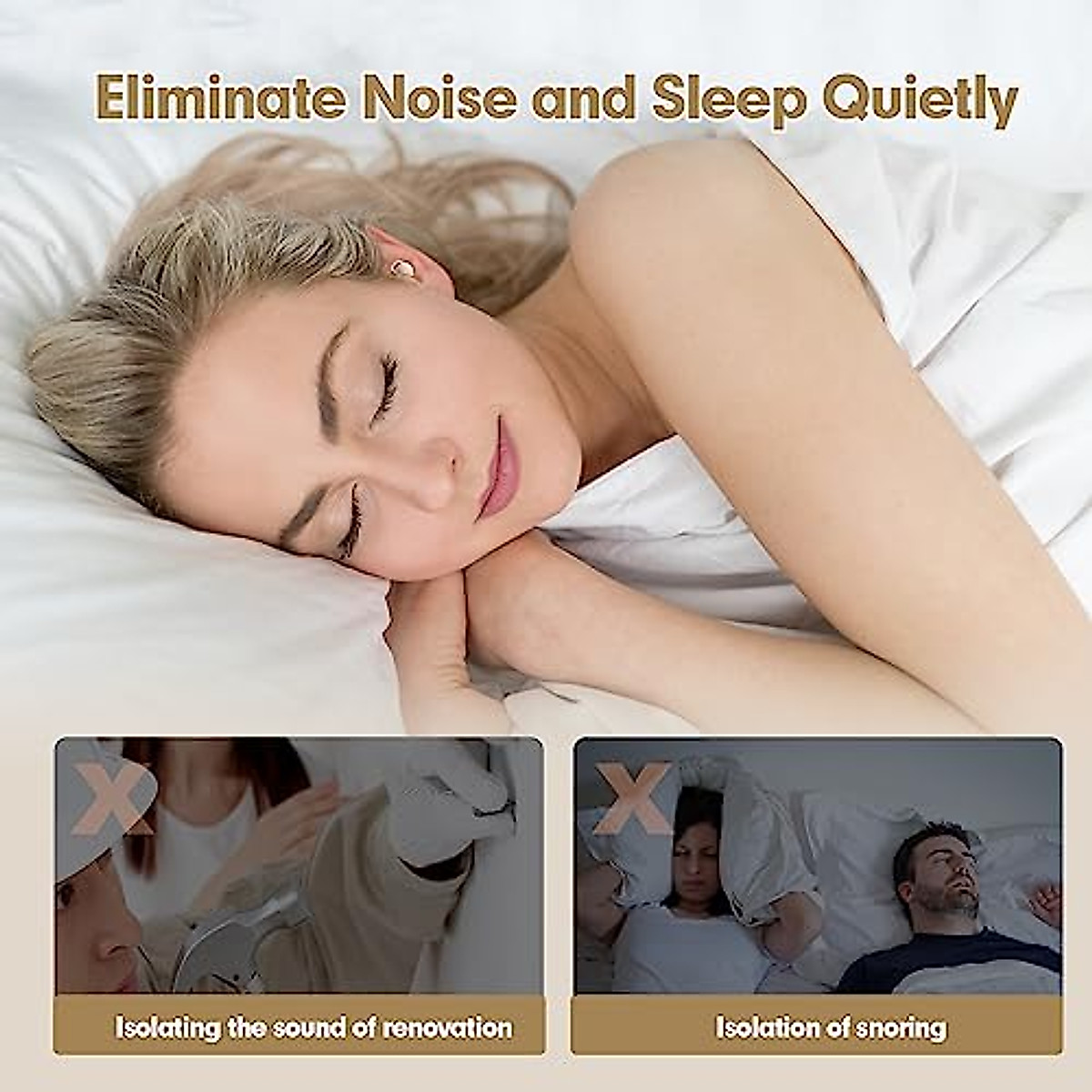 Sleep Earbuds for Side Sleepers Invisible Earbuds Wireless Bluetooth 5.2 Quiet-Comfort Noise Cancelling Earbuds for Sleep Smallest Soft Tiny Ear Buds for Sleeping Bluetooth Hidden Headphones for Work