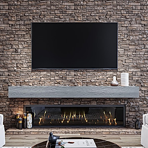 THLYNSAM Fireplace Mantel 72 inches Floating Shelf with Rustic Finish Wood Wall Shelf with Invisible Heavy Duty Bracket for Living Room Décor, 72L x 6H x 8D, Brown