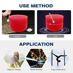 Red C Note Crystal Singing Bowl 8 Inch Root Chakra singing bowl with Free O-Ring Glue Hammer or Plastic rod wrapped in Sheepskin included For Promotes Peace Chakra Healing and Mindfulness