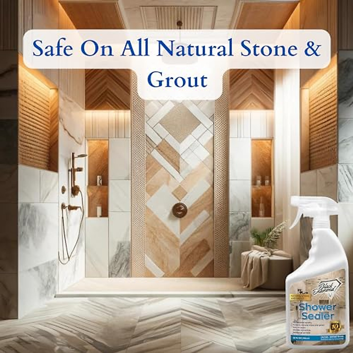 Natural Stone and Grout Penetrating Shower Sealer. Marble, Granite Travertine, Limestone. Protects Making Them Easy to Clean. Works Also on Grout in Tile, Ceramic, and Porcelain. 32oz.
