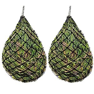 YAXSHIMU Slow Hay Feeder Hay Net, Freedom Feeder, 40" with 4" Mesh Holes, for Horse, Goats Full Day Feeding, Black, 2 PCS