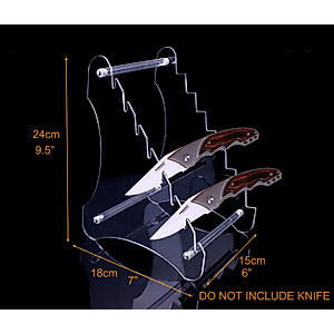 NC HAISDA Heavy Duty acrylic Knife Display Stands,Pocket Knives Easel Holder,Hunting Survival Knife Rack,1 piece (Eight Layers)