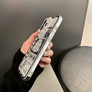 Cool Clear Case Compatible with iPhone 13 Mini for Mens and Womens,Clear Case with Cartoon Street Fashion Pattern Design Slim Soft Silicone Protection Phone Cover (White,13 Mini)