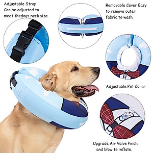 Inflatable Dog Cone Collar,Waterproof Soft Dog Donut Cone for Large Medium Small Dogs Cats, Recovery Dog E-Collar Alternatives After Surgery (Suit Blue, X-Large)