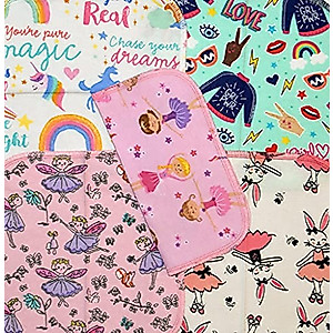 1 Ply All Things Girl Flannel Washable Kids Lunchbox Napkins 8x8 inches 5 Pack - Little Wipes (R) Flannel